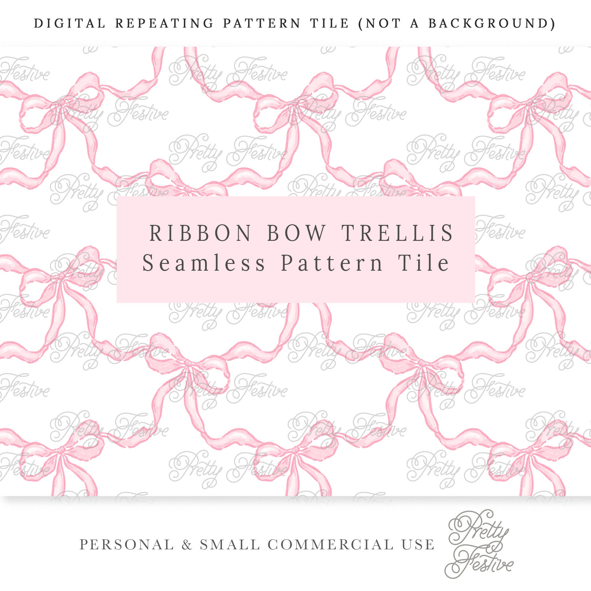 Vintage Pink Bow Trellis Seamless Repeating Pattern, Preppy Bow Lattice ...