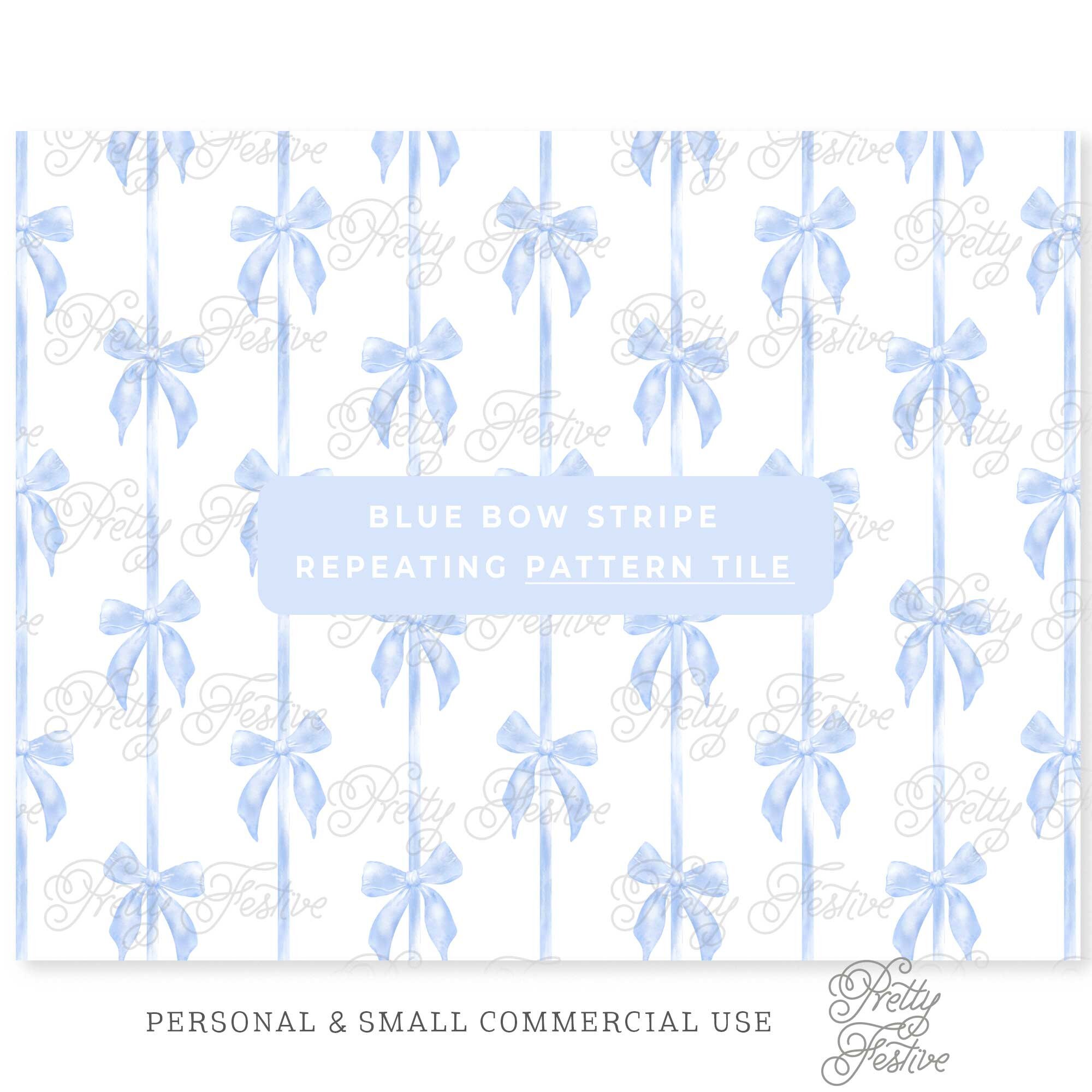 Vintage Blue Bow Stripe Repeating Pattern File Jpeg Seamless - Etsy