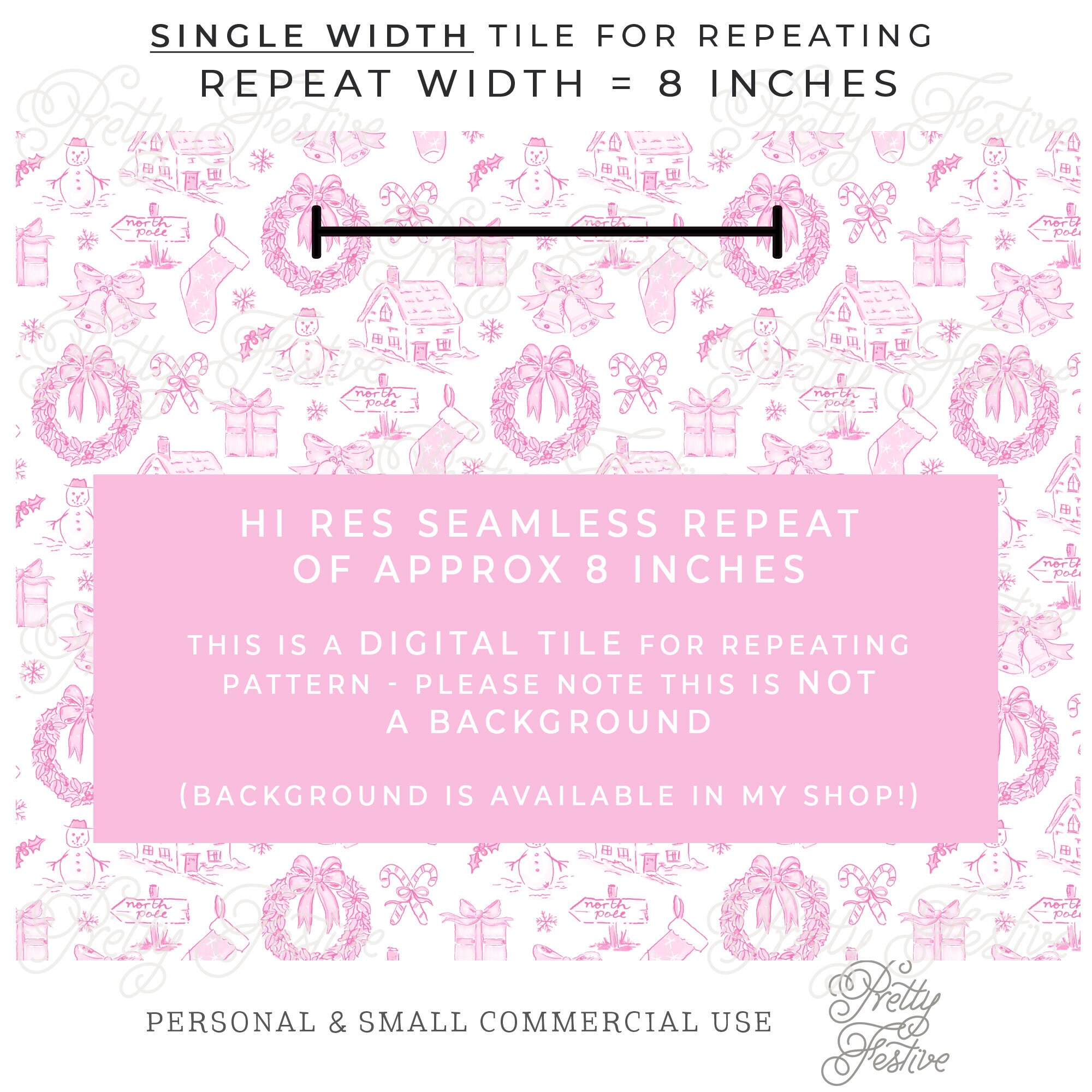 Pink Christmas Toile Seamless Pattern, Preppy Repeating Pattern ...
