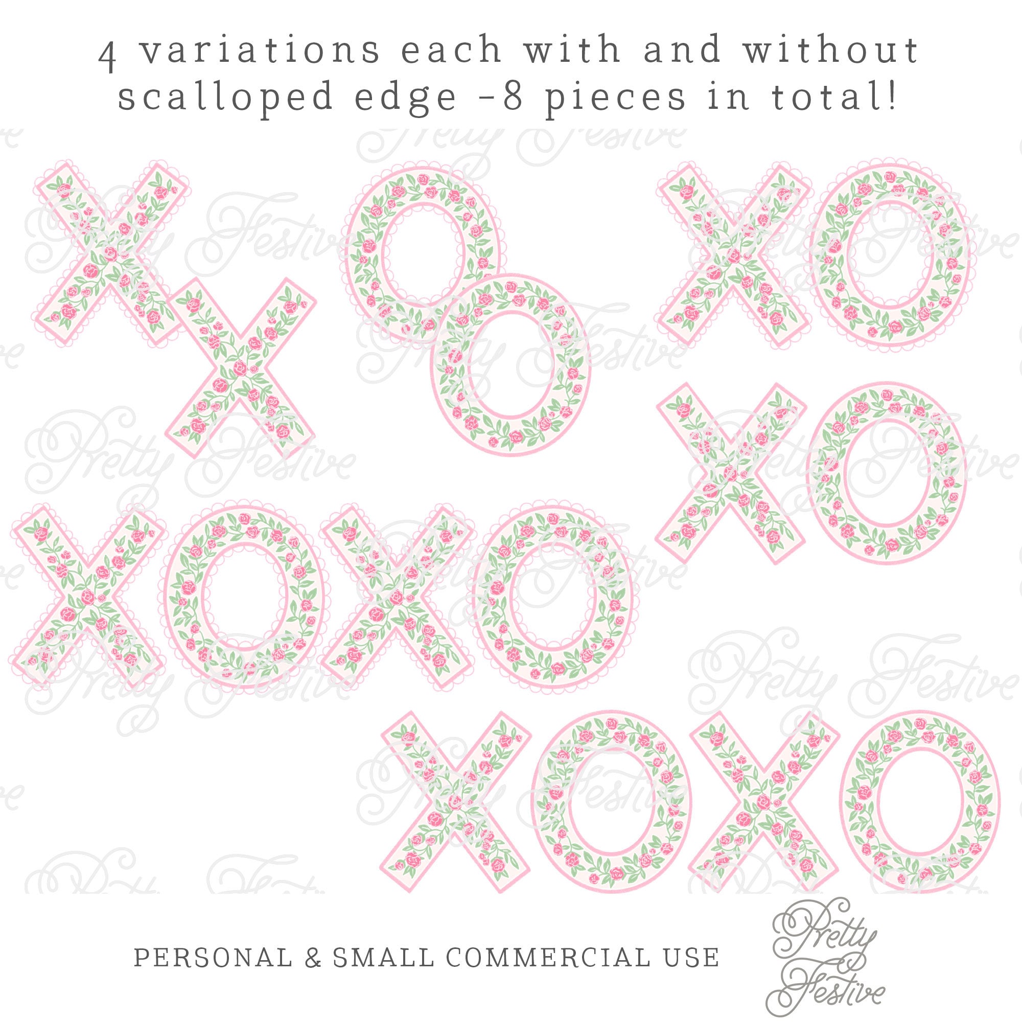 Valentine Pink Floral XO Clipart Png Sublimation Design. Faux - Etsy