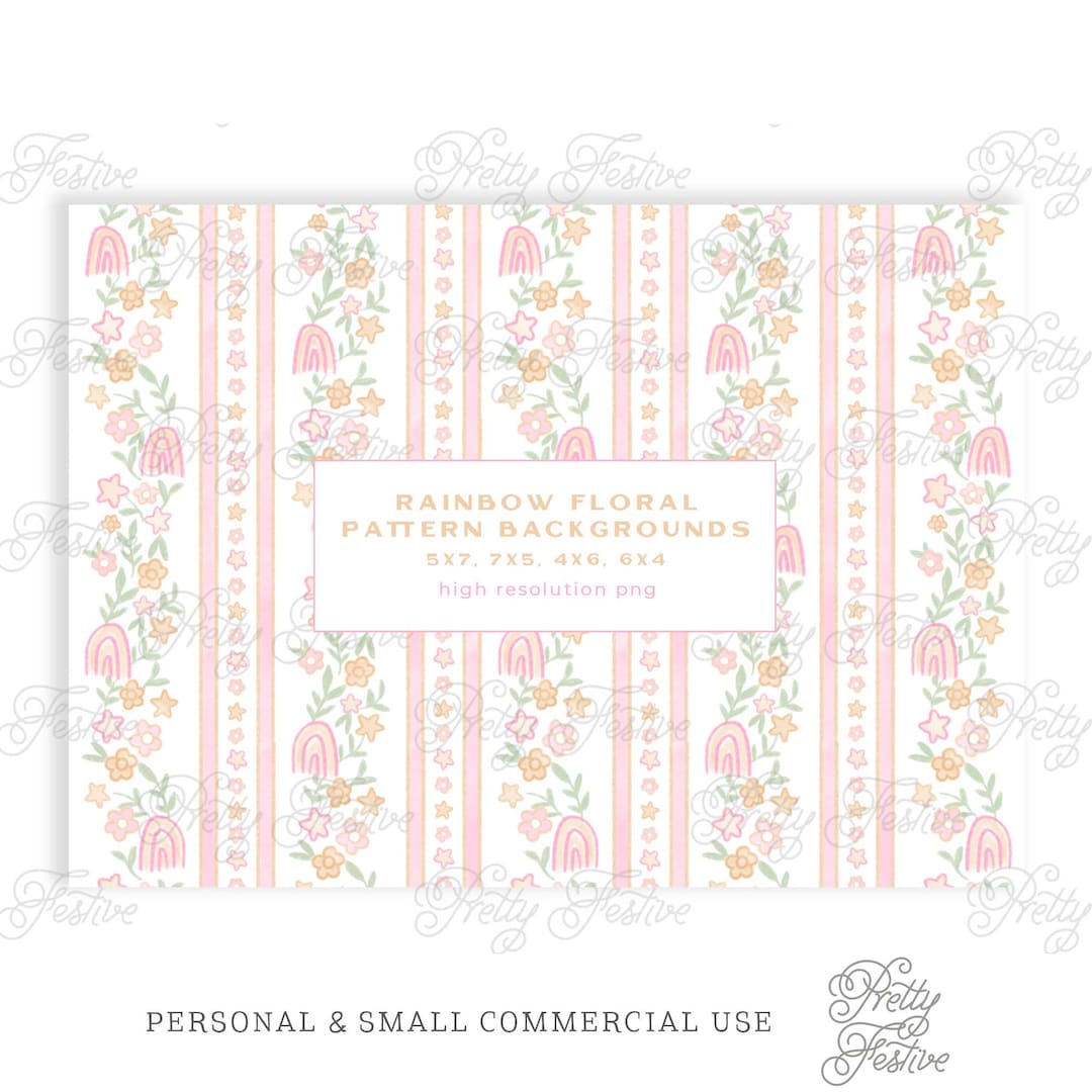 5x7" Rainbow Block Print Girls Border Background, 6x4", Printable ...