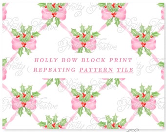 Christmas Blue Ribbon Wreath Seamless Repeating Pattern - Etsy