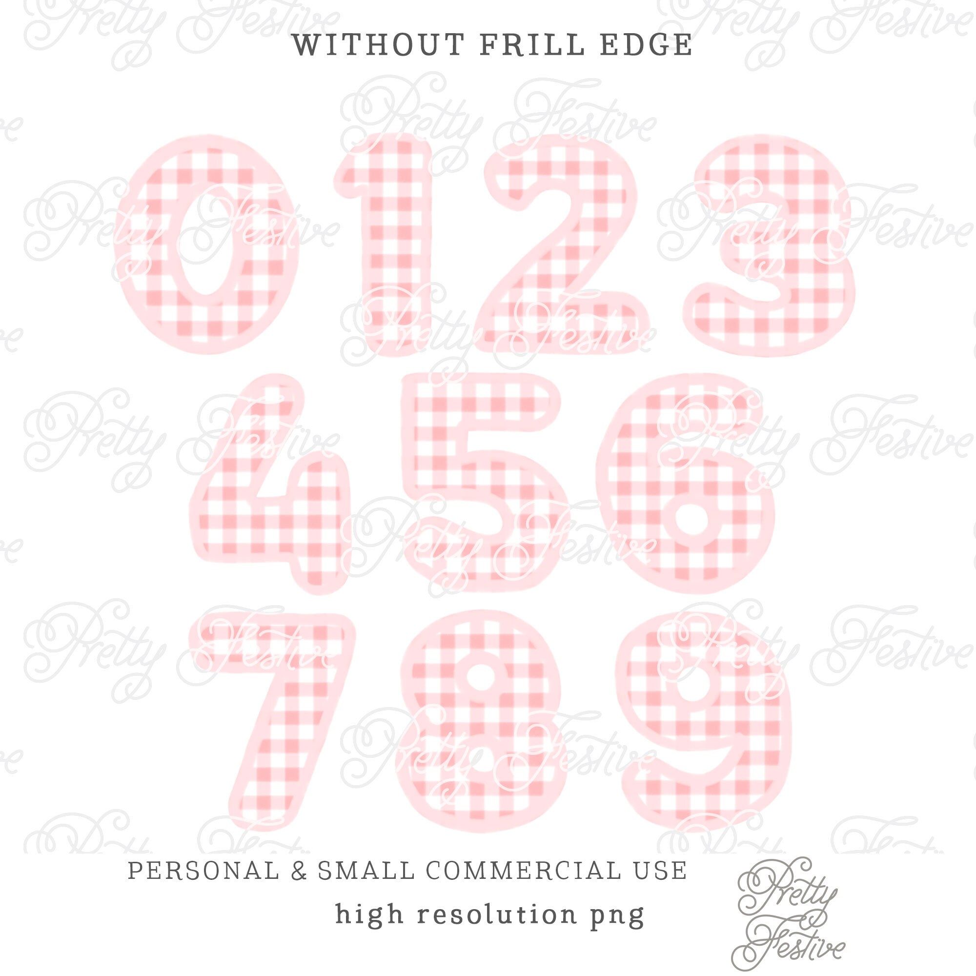 Pink Gingham Scallop Edge Numbers Clipart for Baby Girl Birthday Party ...