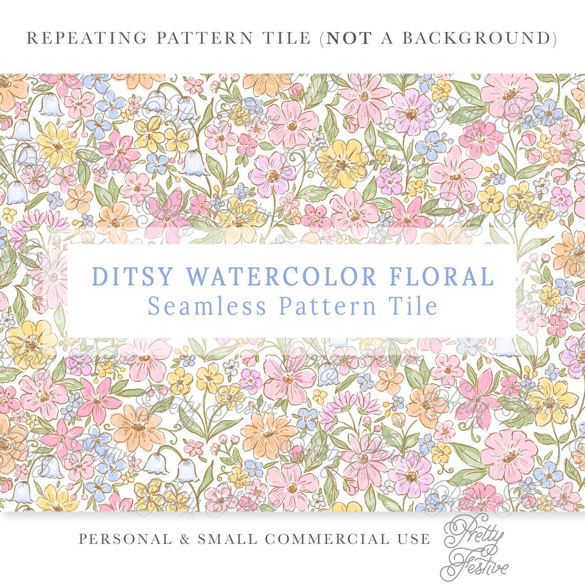 Watercolor Ditsy Floral Seamless Repeating Pattern File, Wildflower ...