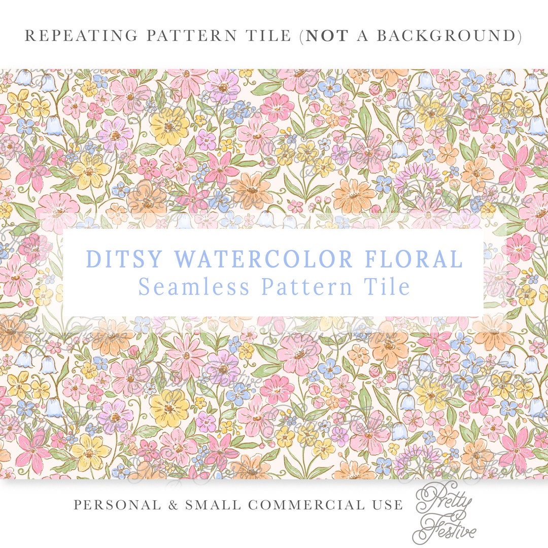 Pastel Floral Meadow Chintz Ditsy Wildflower Seamless Repeating Pattern ...