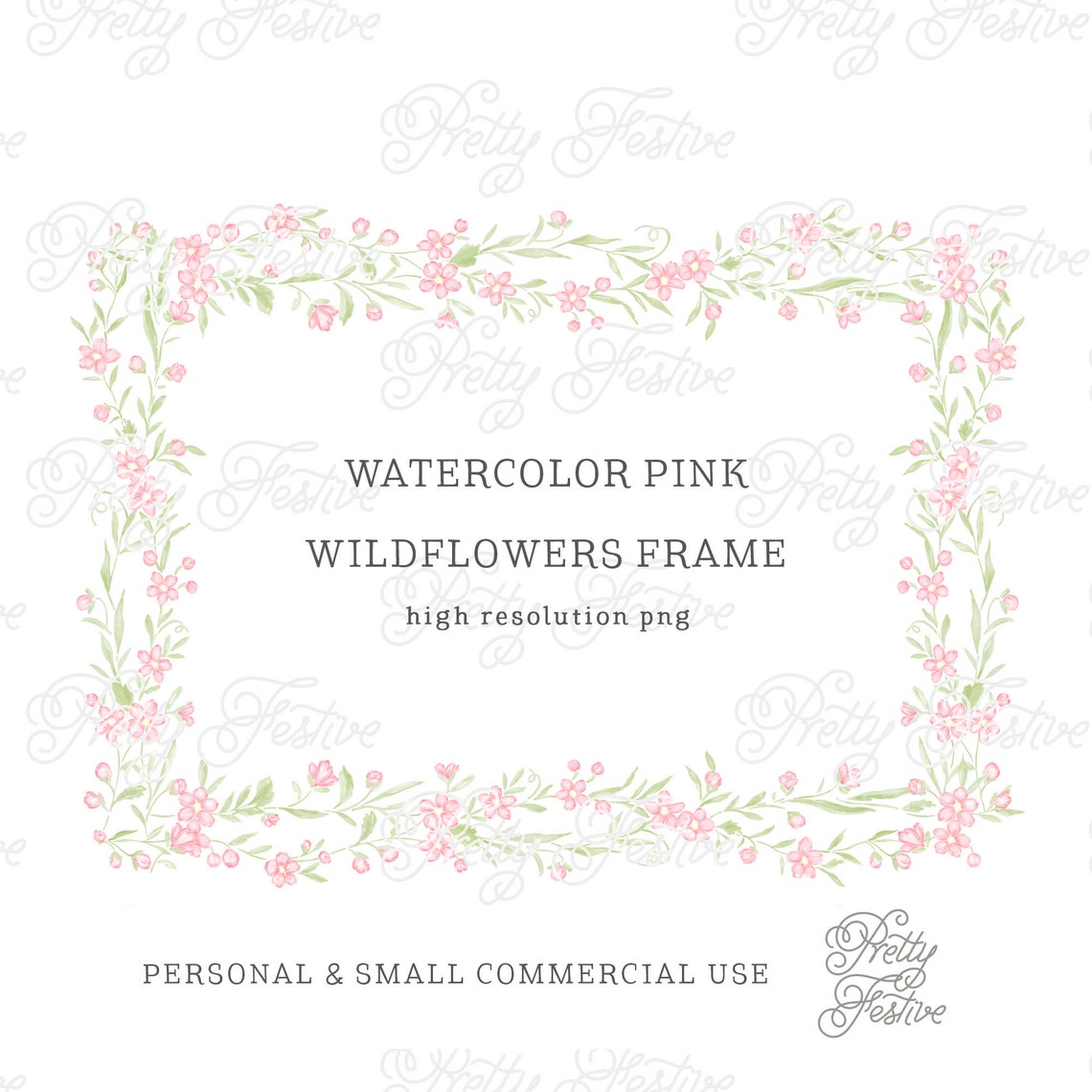 Watercolour Pink Wild Flowers Border Frame Clipart, Heirloom ...
