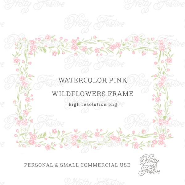 Watercolor Floral Frame Clipart - Etsy