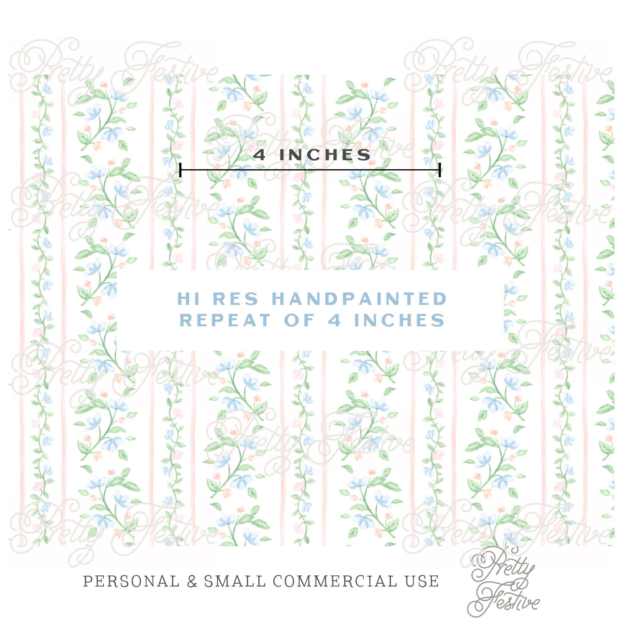 Blue and Peach Watercolor Floral Repeating Seamless Pattern - Etsy