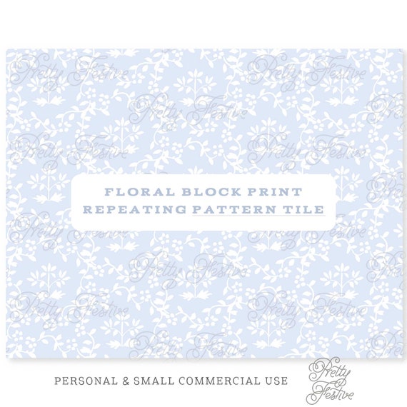 Chinoiserie Block Print Pattern White on Blue Seamless - Etsy