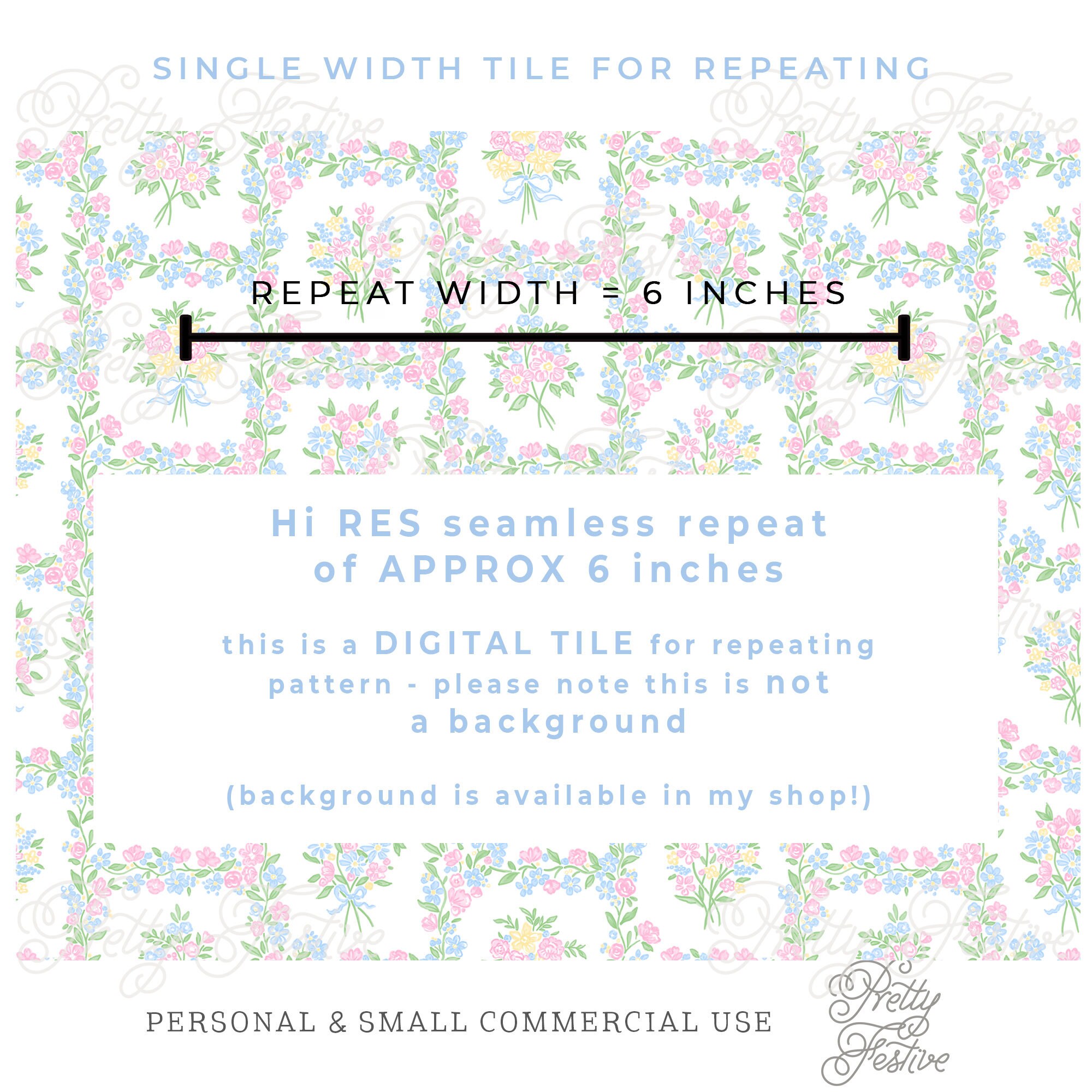 Floral Bouquet Bow Trellis Seamless Repeating Pattern, Block Print ...