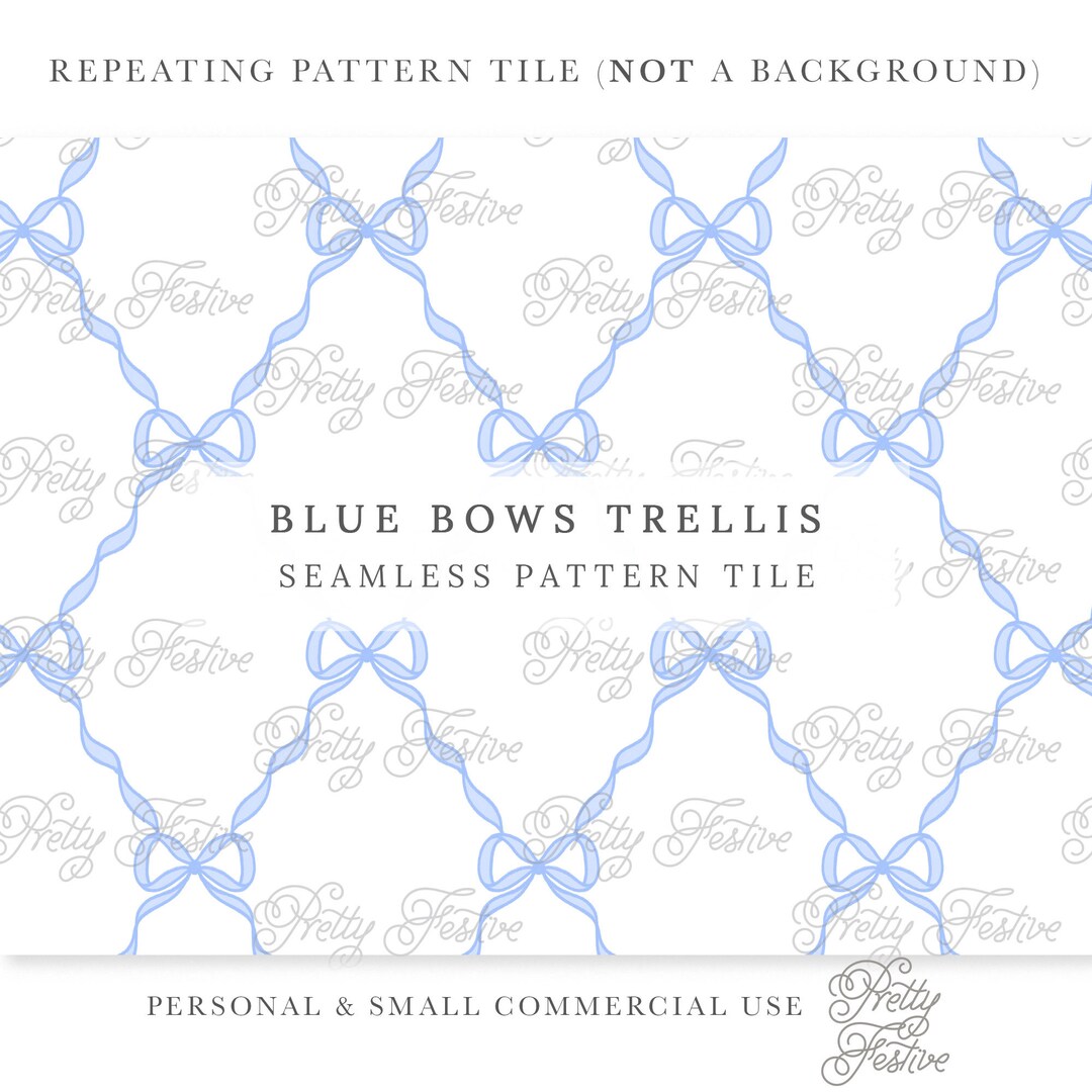 Vintage Blue Bow Trellis Seamless Repeating Pattern Block Print Jpeg ...