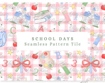 Preppy School Days Seamless Fabric Print, Repeating Pattern , Preppy ...