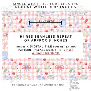 Preppy Pink Gingham School Days Seamless Fabric Print, Repeating ...