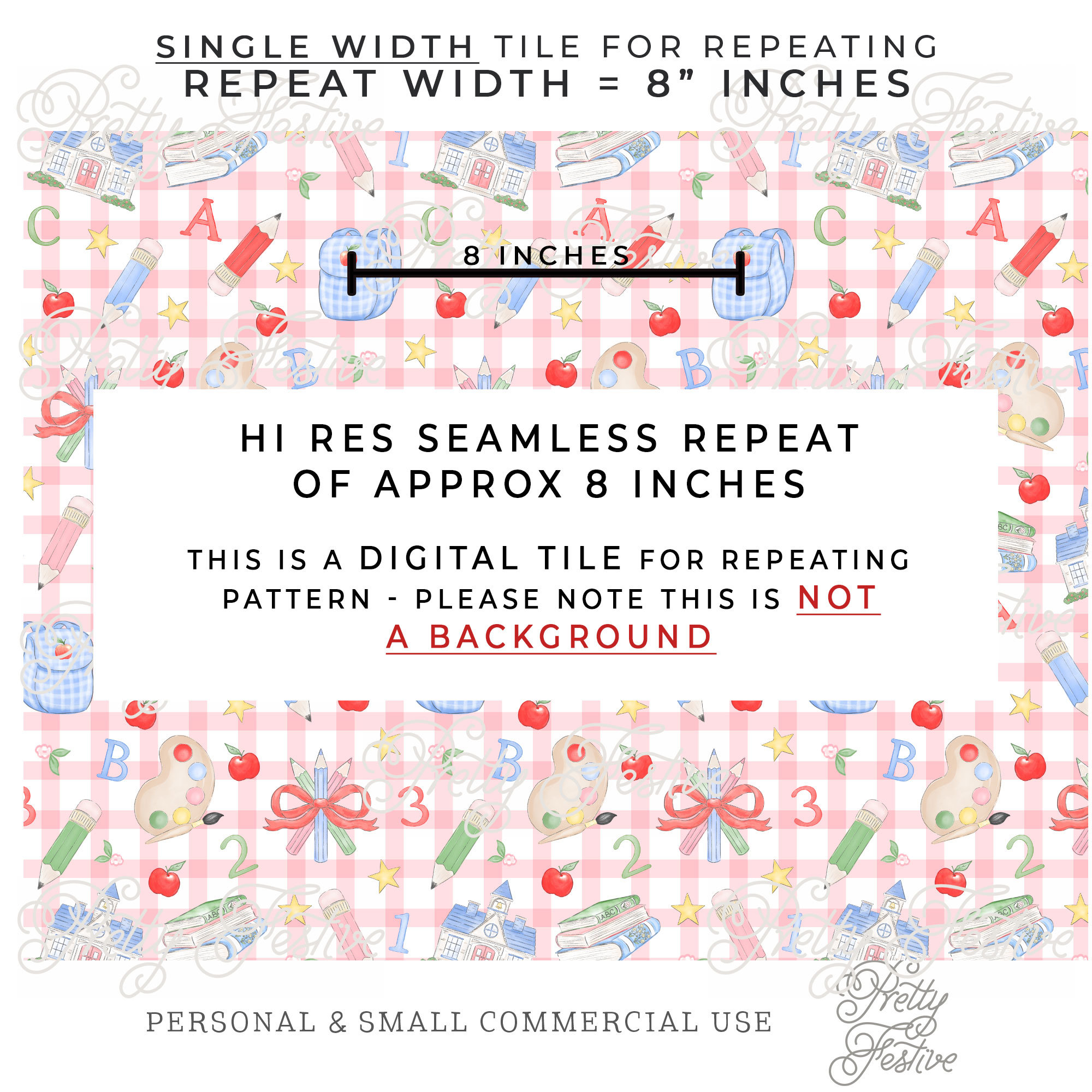Preppy Pink Gingham School Days Seamless Fabric Print, Repeating ...