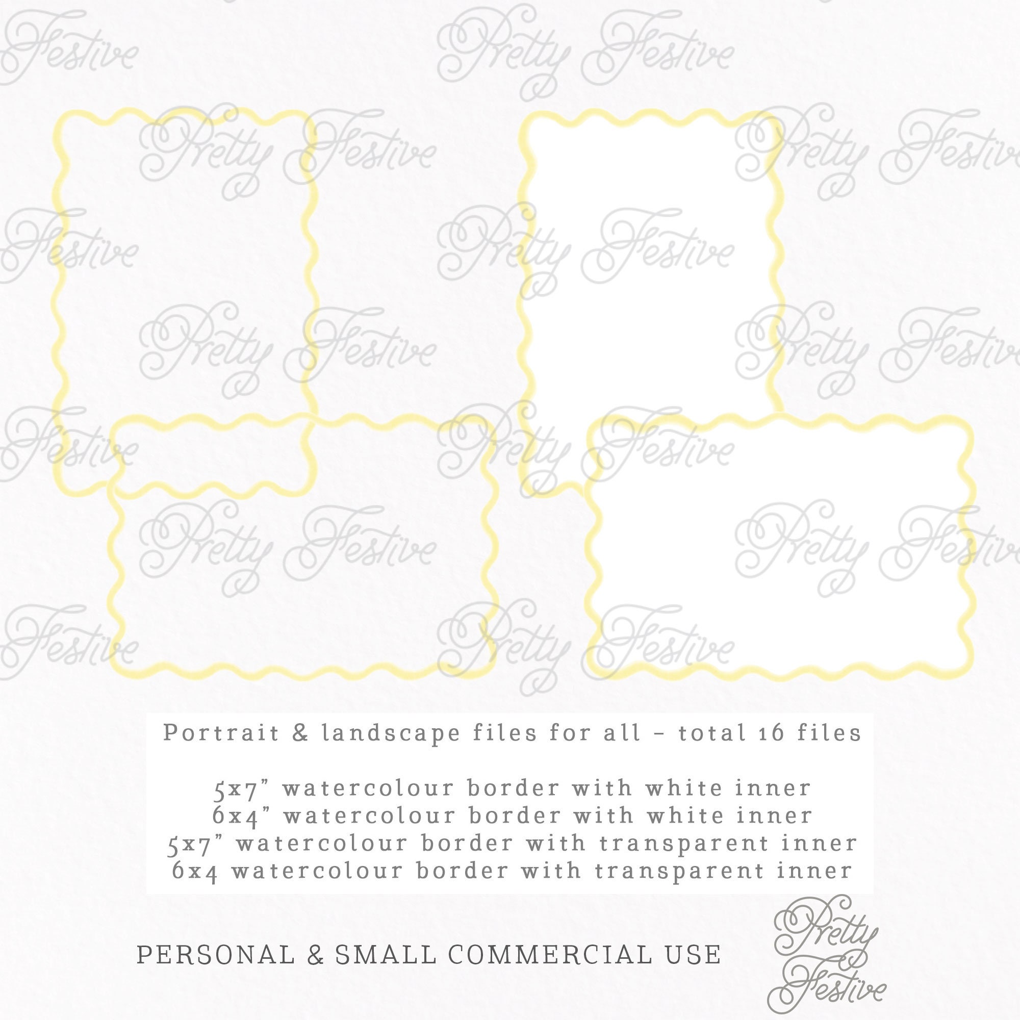 5x7 Printable Sunshine Yellow Gingham Watercolor Border Card Template ...