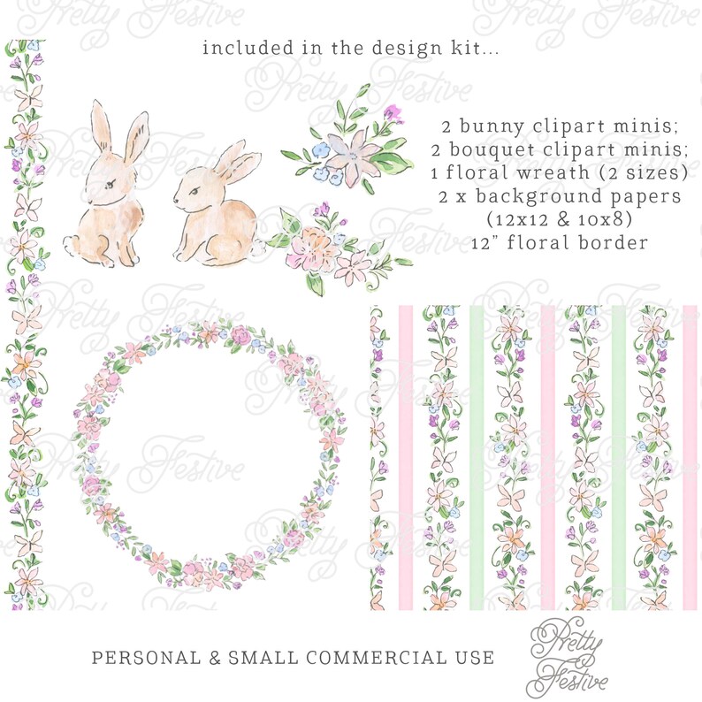 Hand Painted Easter Spring Design Kit With Wreaths, Clipart & Printable ...