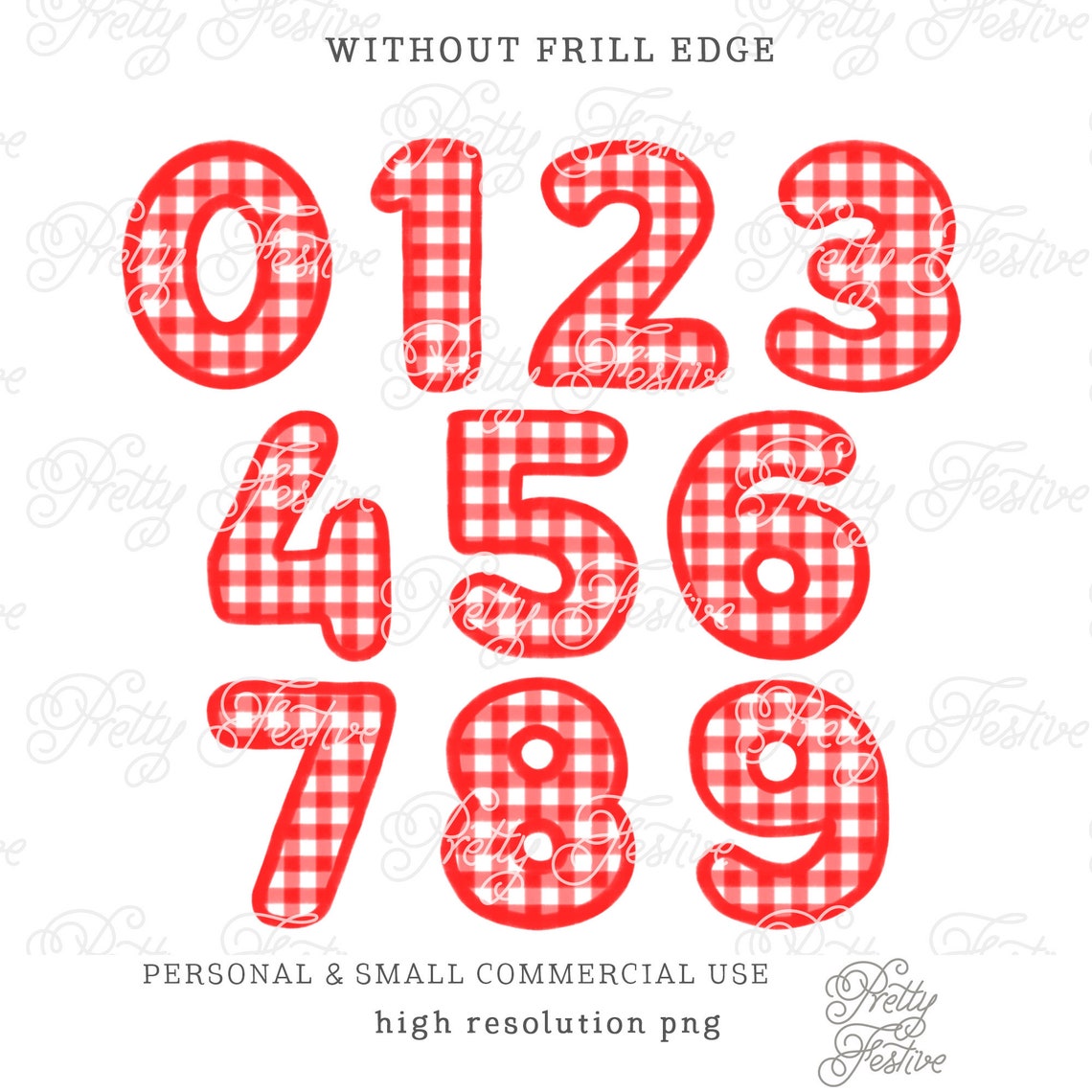 Red Gingham Scallop Edge Numbers Clipart for Farm Birthday - Etsy