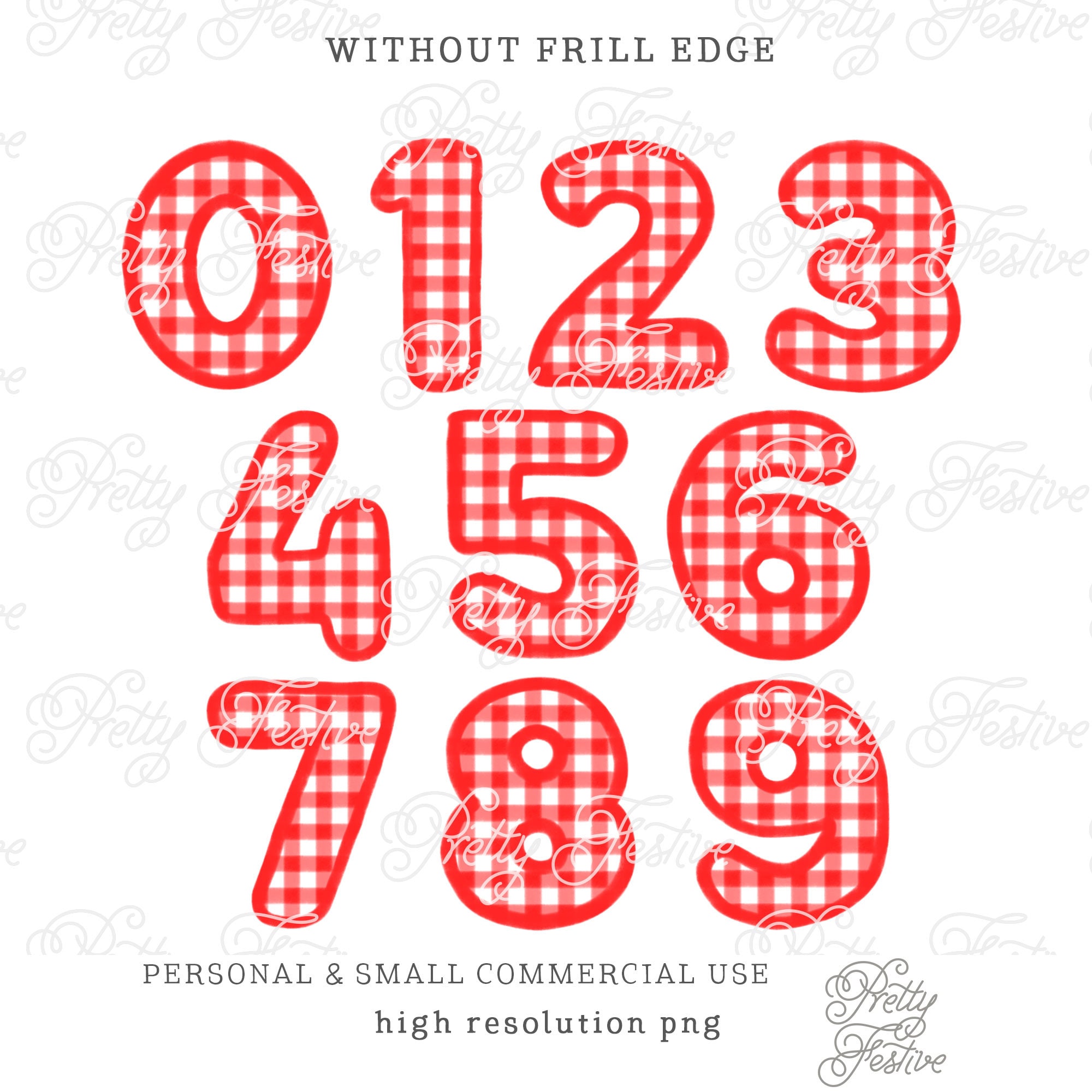 Red Gingham Scallop Edge Numbers Clipart for Farm Birthday - Etsy
