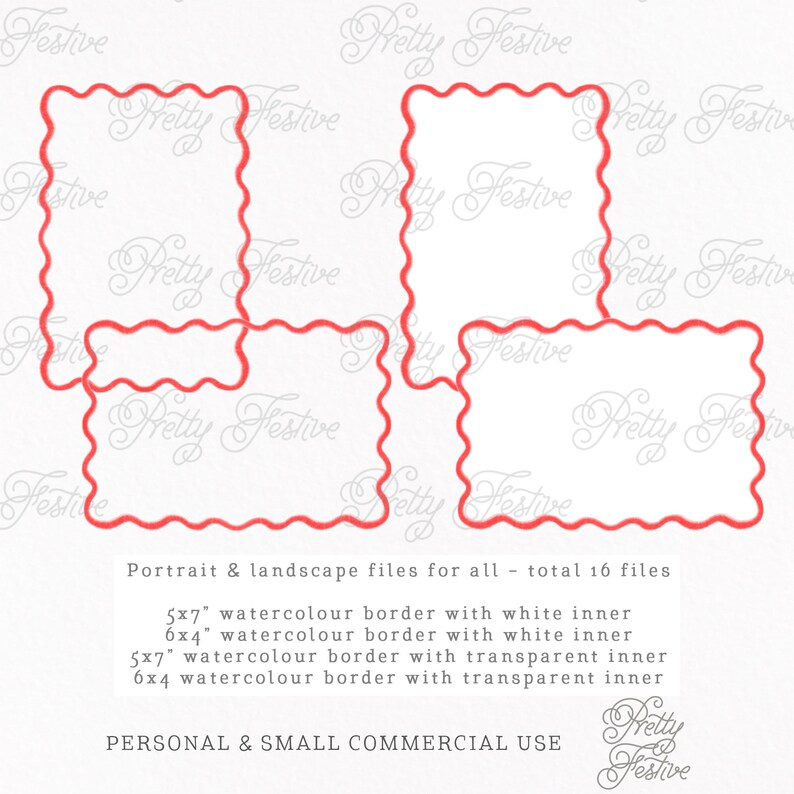 5x7 Printable Red Gingham Watercolor Border Card - Etsy