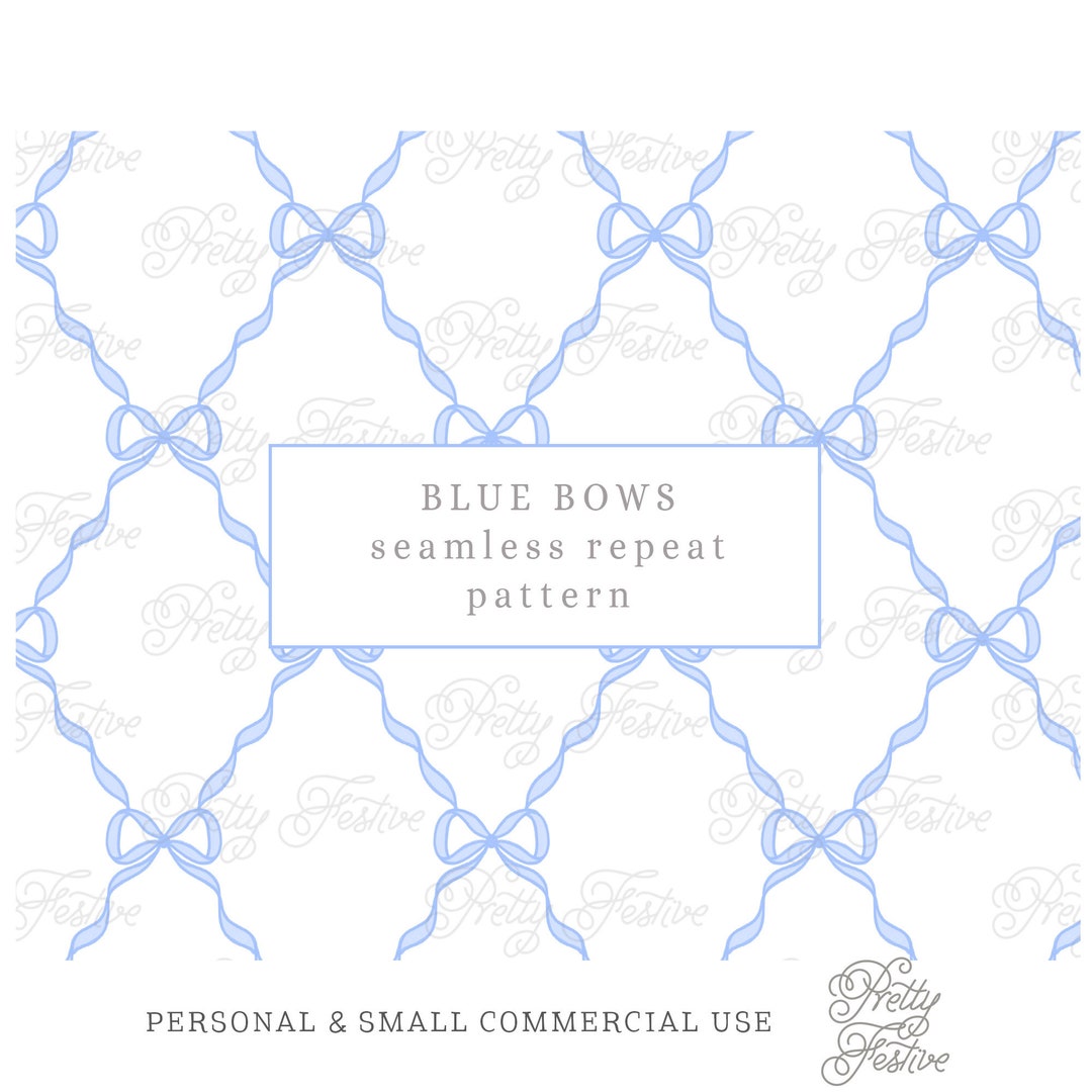 Vintage Blue Bow Trellis Seamless Repeating Pattern Block Print Jpeg ...