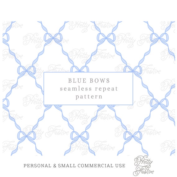 Vintage Blue Bow Trellis Seamless Repeating Pattern Block | Etsy