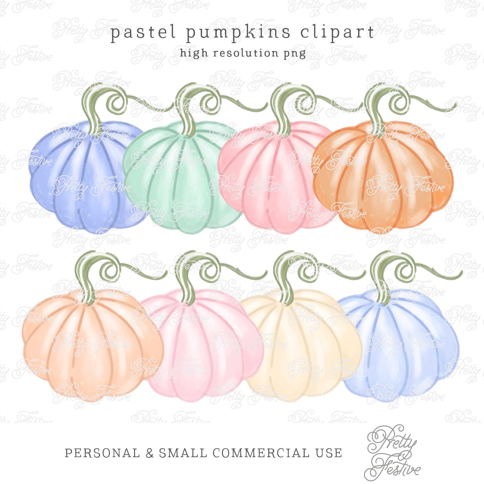 Pastel Pumpkin Clipart Set for Halloween Thanksgiving | Etsy