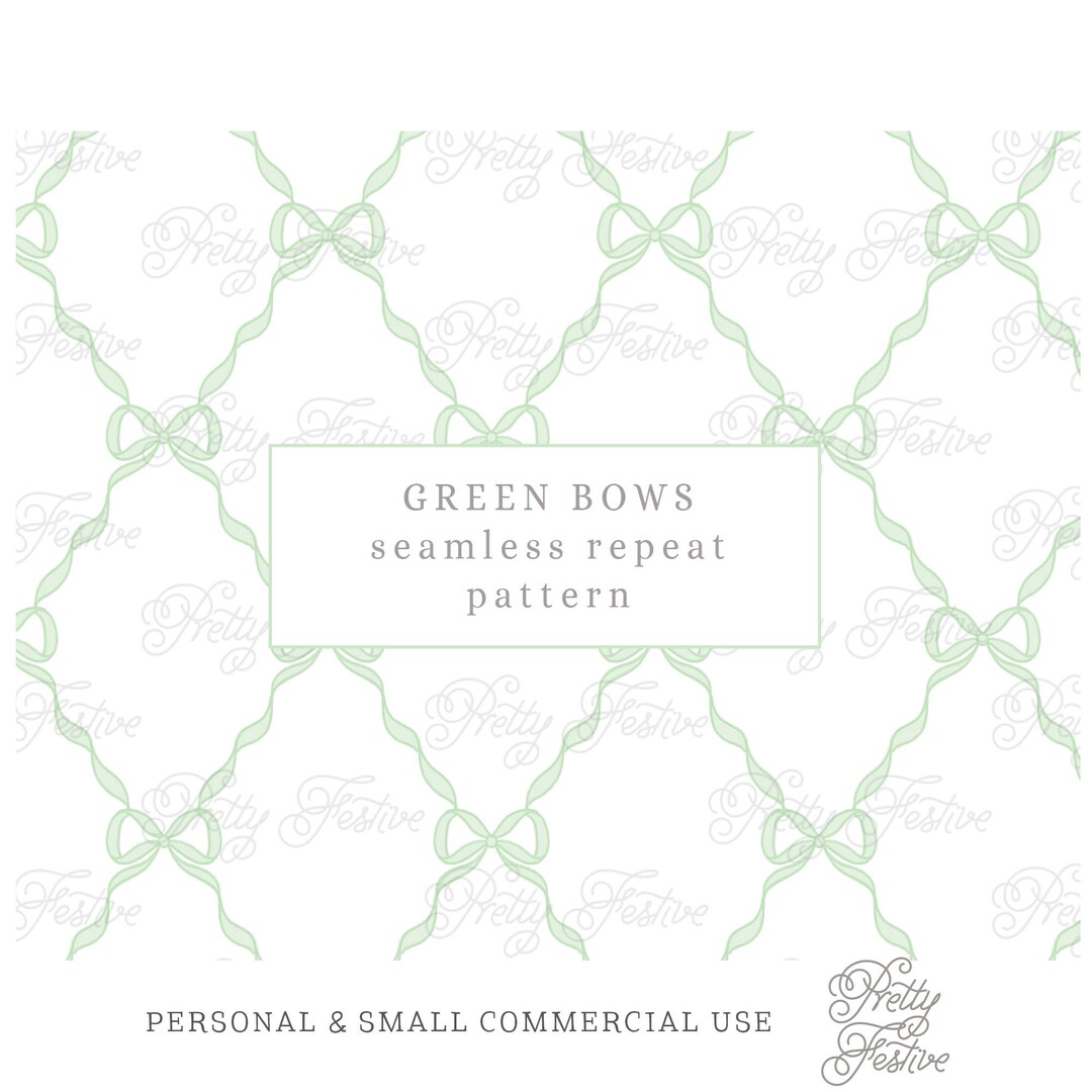 Vintage Sage Bow Trellis Seamless Pattern, Repeating Pattern Bow ...