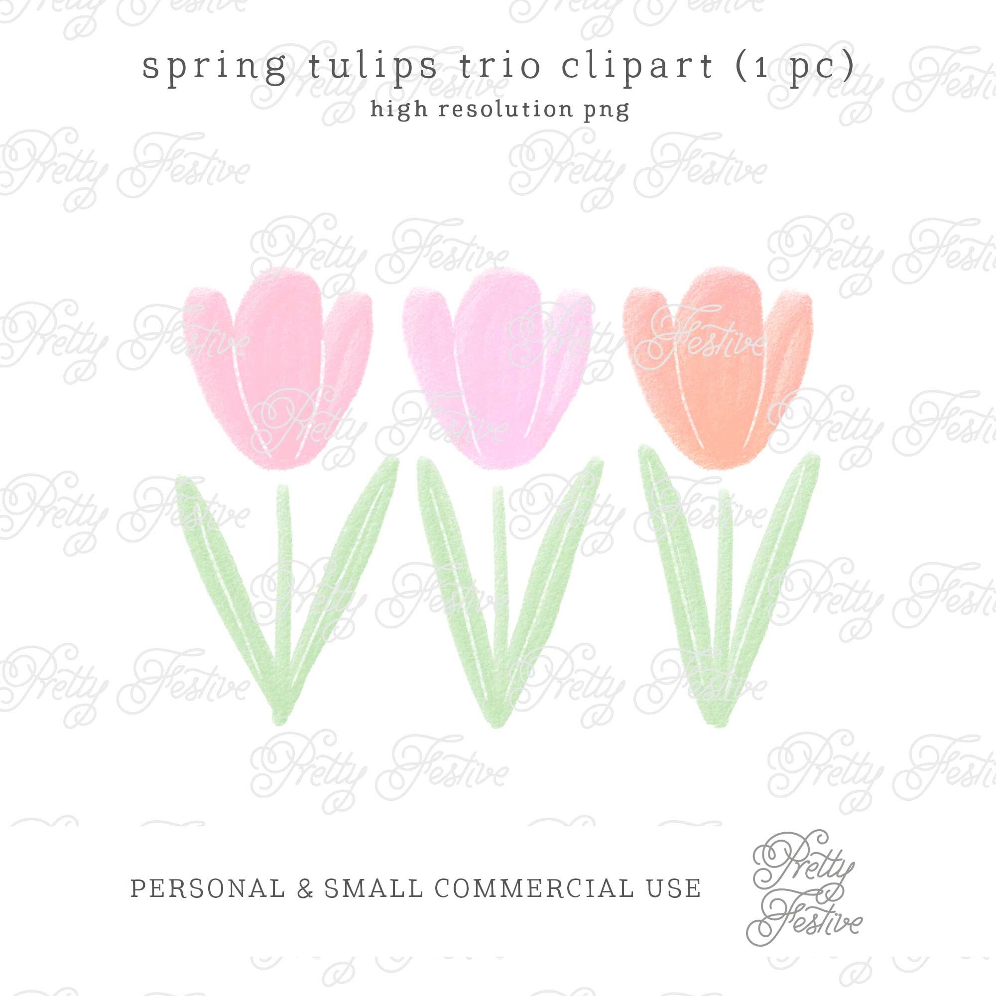 Pastel Pinks Tulip Trio Clipart Spring Floral Png - Etsy
