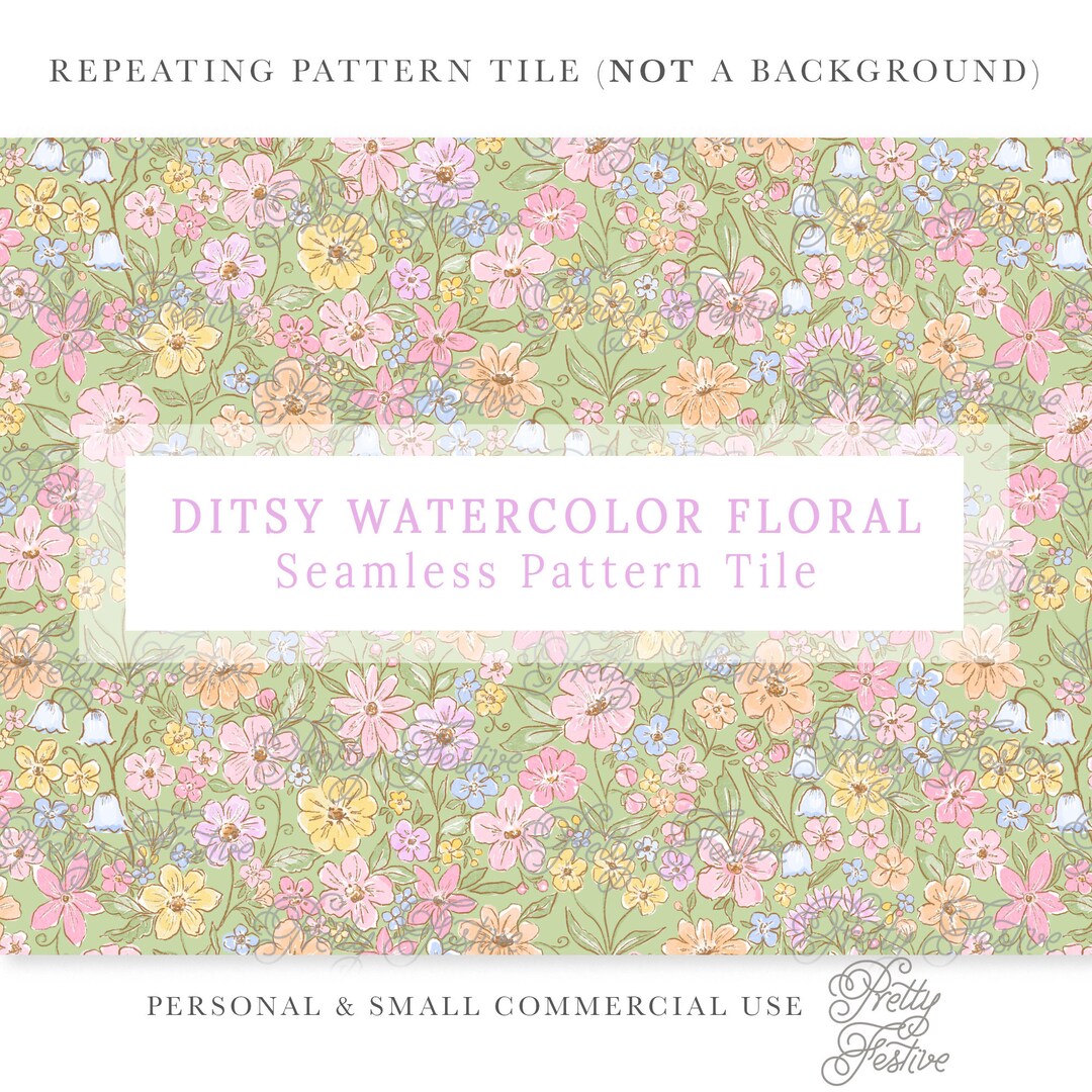 Floral Meadow Chintz Ditsy Wildflower Seamless Repeating Pattern on ...