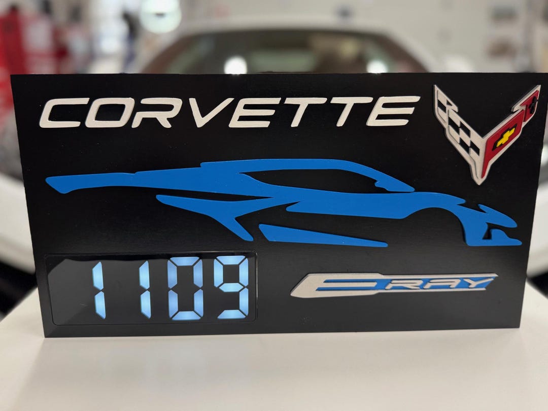 Eray Corvette C8 Custom Wall Clock Handmade Automotive Decor. 3D Raised ...