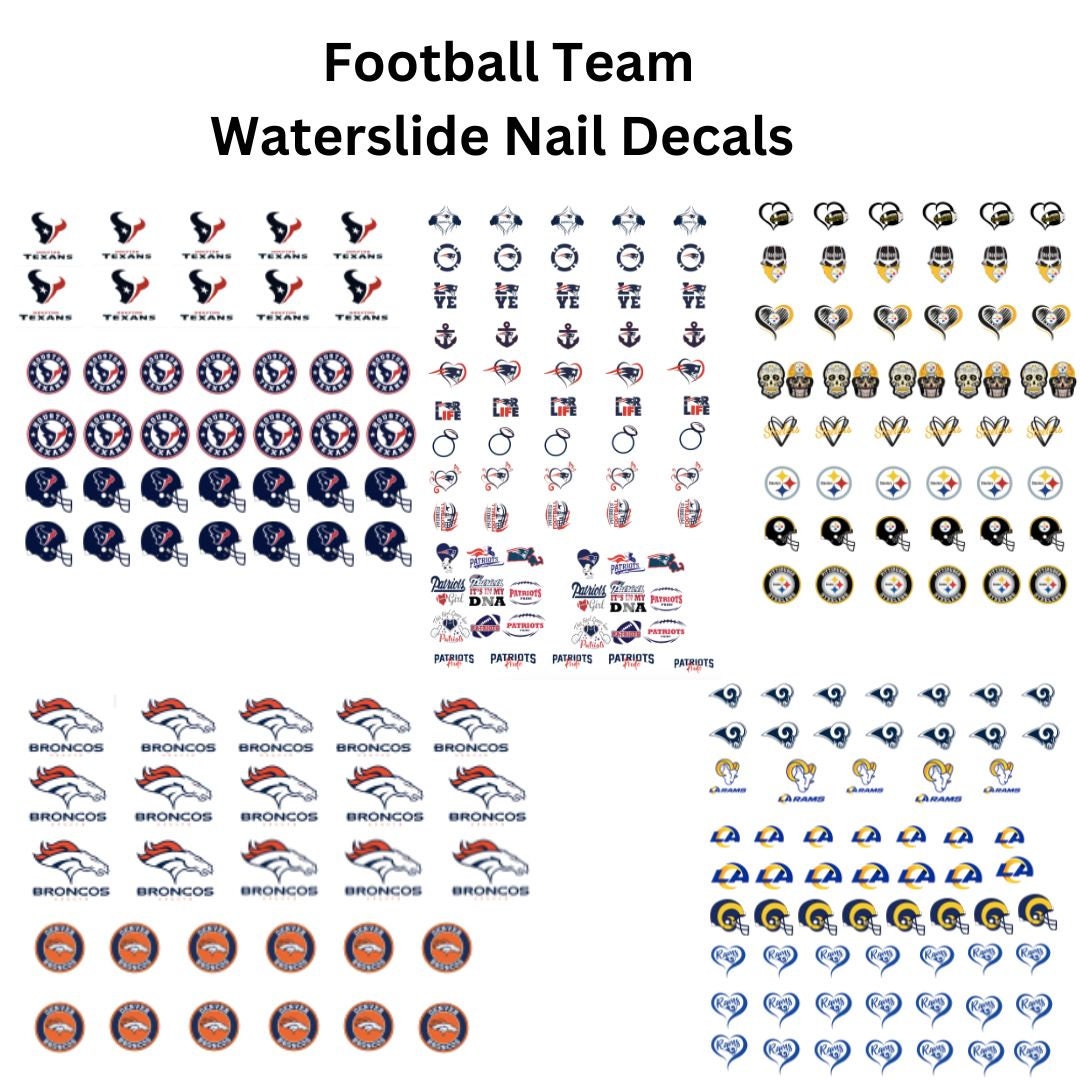 Football Team Waterslide Nail Decals NFL Nail Decals - Etsy