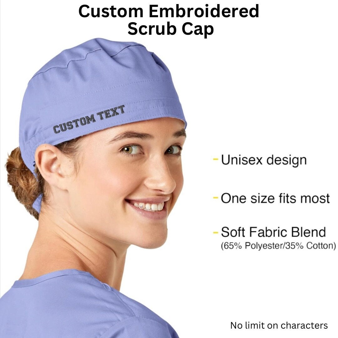 Personalized Embroidered Modern Classic Scrub Cap, Custom Scrub Cab ...