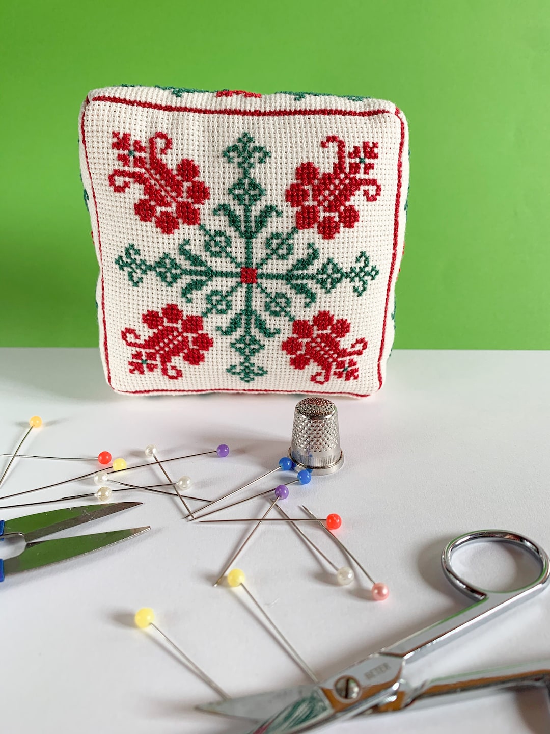 Finished Square Pincushion, Cross Stitch Pincushion, Handmade ...