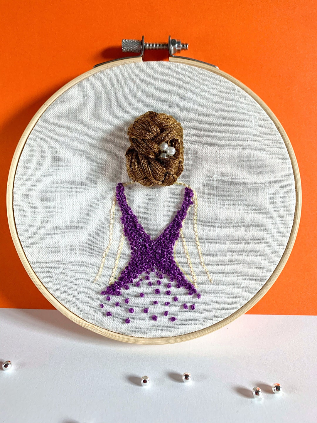 Customizable 3D Hand Embroidery Girl, Girl Hair Embroidery 3D ...