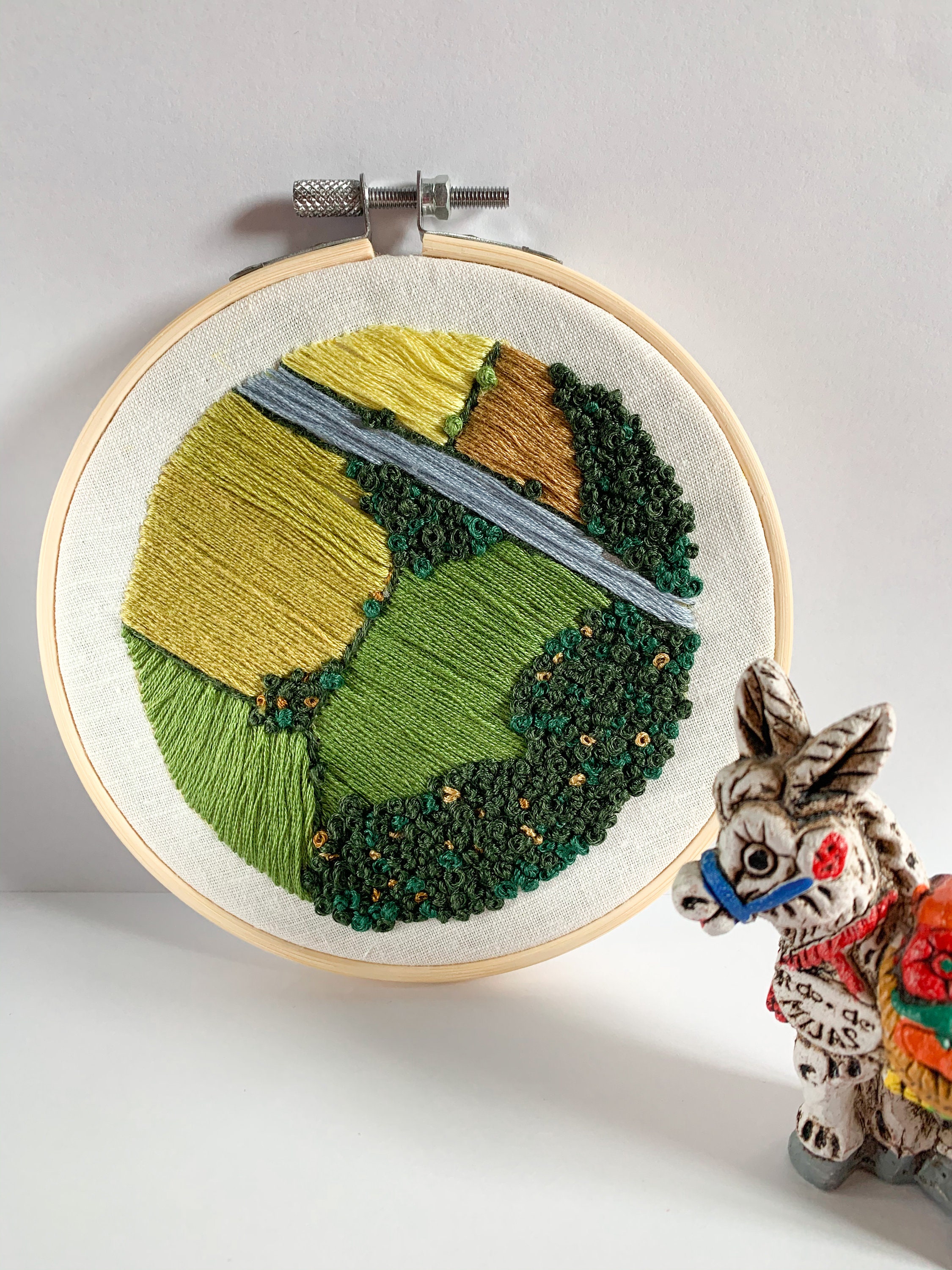 Hand Embroidered Countryside Aerial View, Landscape Embroidery Hoop ...