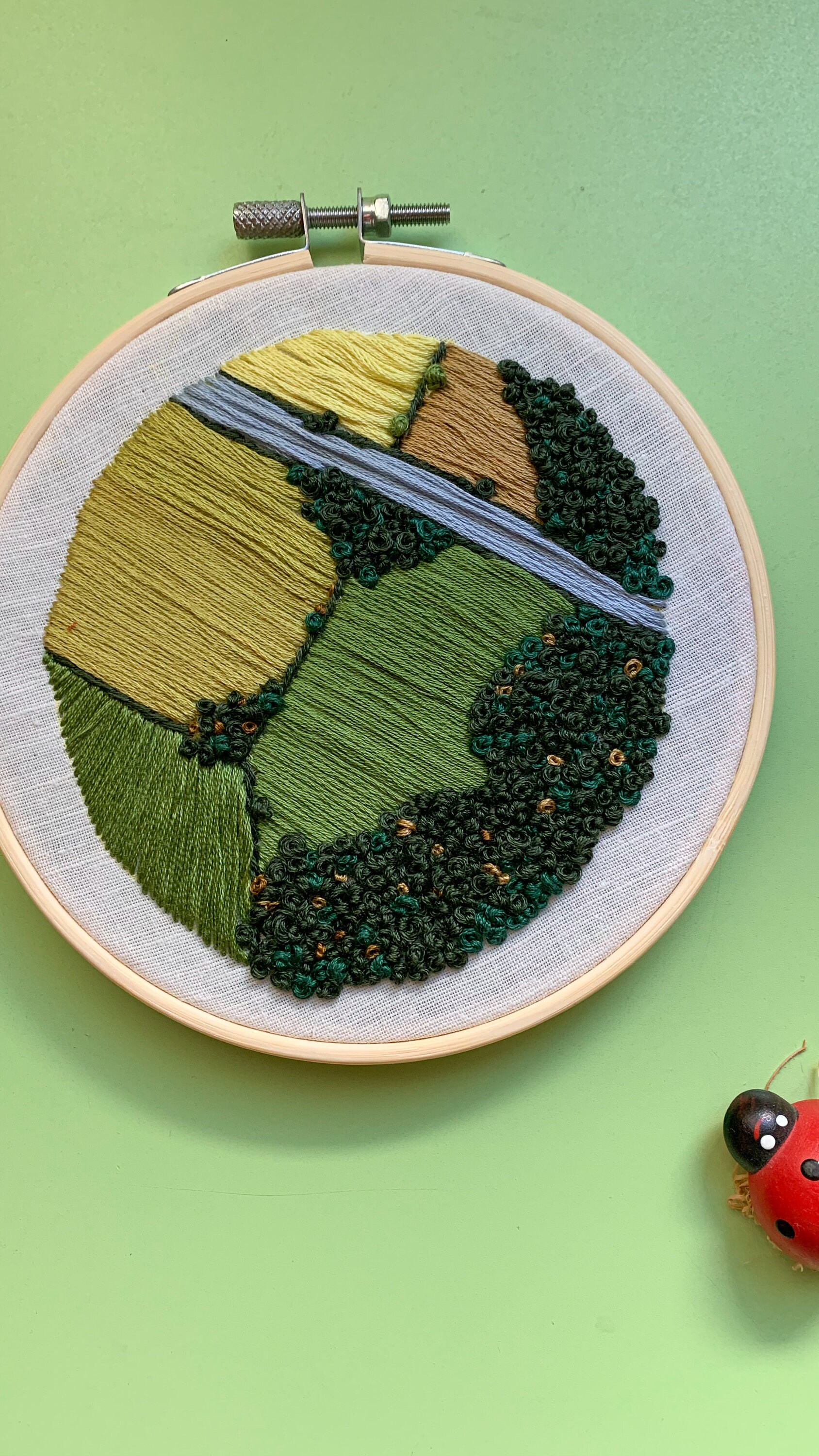 Hand Embroidered Countryside Aerial View, Landscape Embroidery Hoop ...