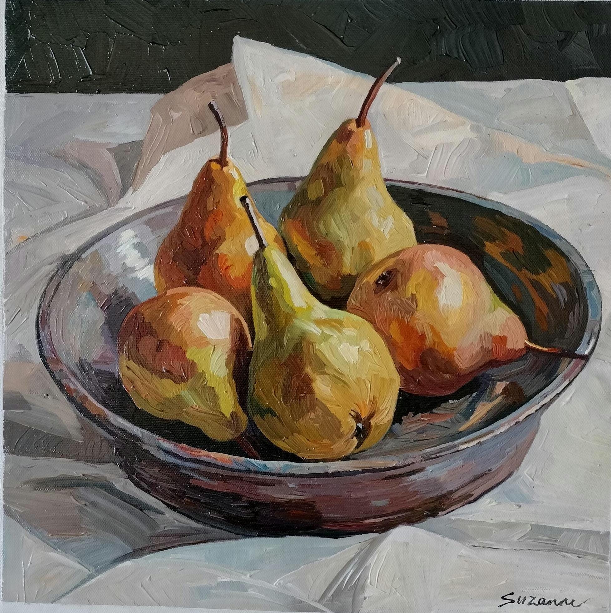 Pears in a Bowl Oil Painting Still Life - Etsy
