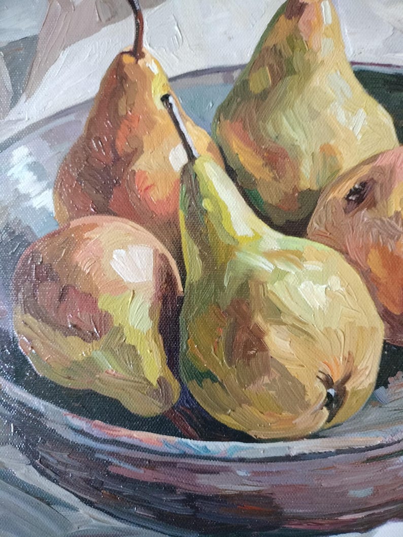 Pears in a Bowl Oil Painting Still Life - Etsy