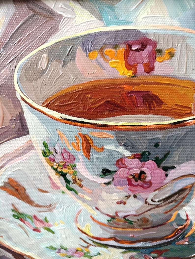 Victorian Teacup Oil Painting - Etsy