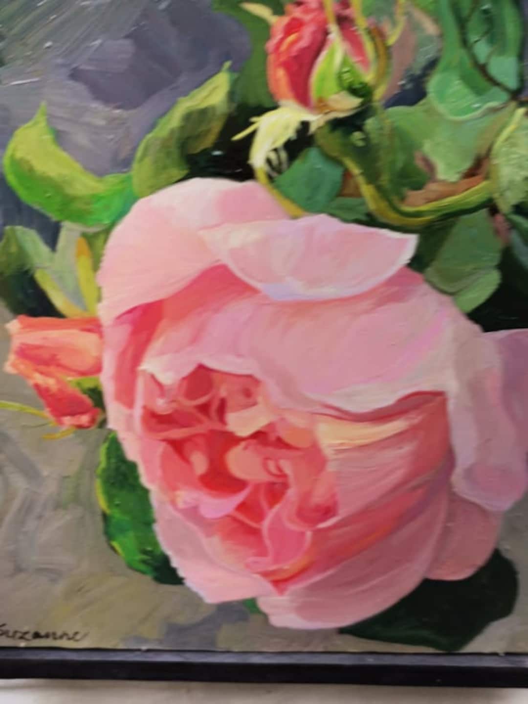 Pink Rose Oil Painting - Etsy