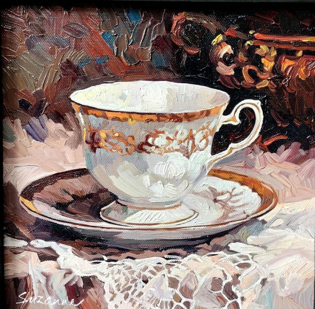 Victorian Teacup Oil on Canvas - Etsy