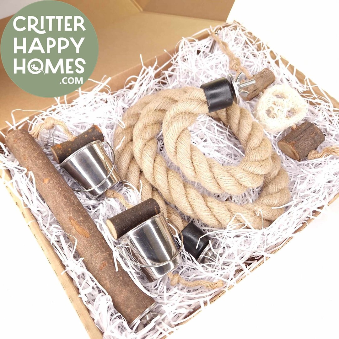 Rat Gift Set Box Natural Jute Rope 100 Cm Forage Toy With Perch Chew ...