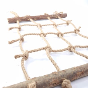 Natural Wood & Jute Rope Net 50 X 30cm Cage Accessory Climbing Net Fall ...