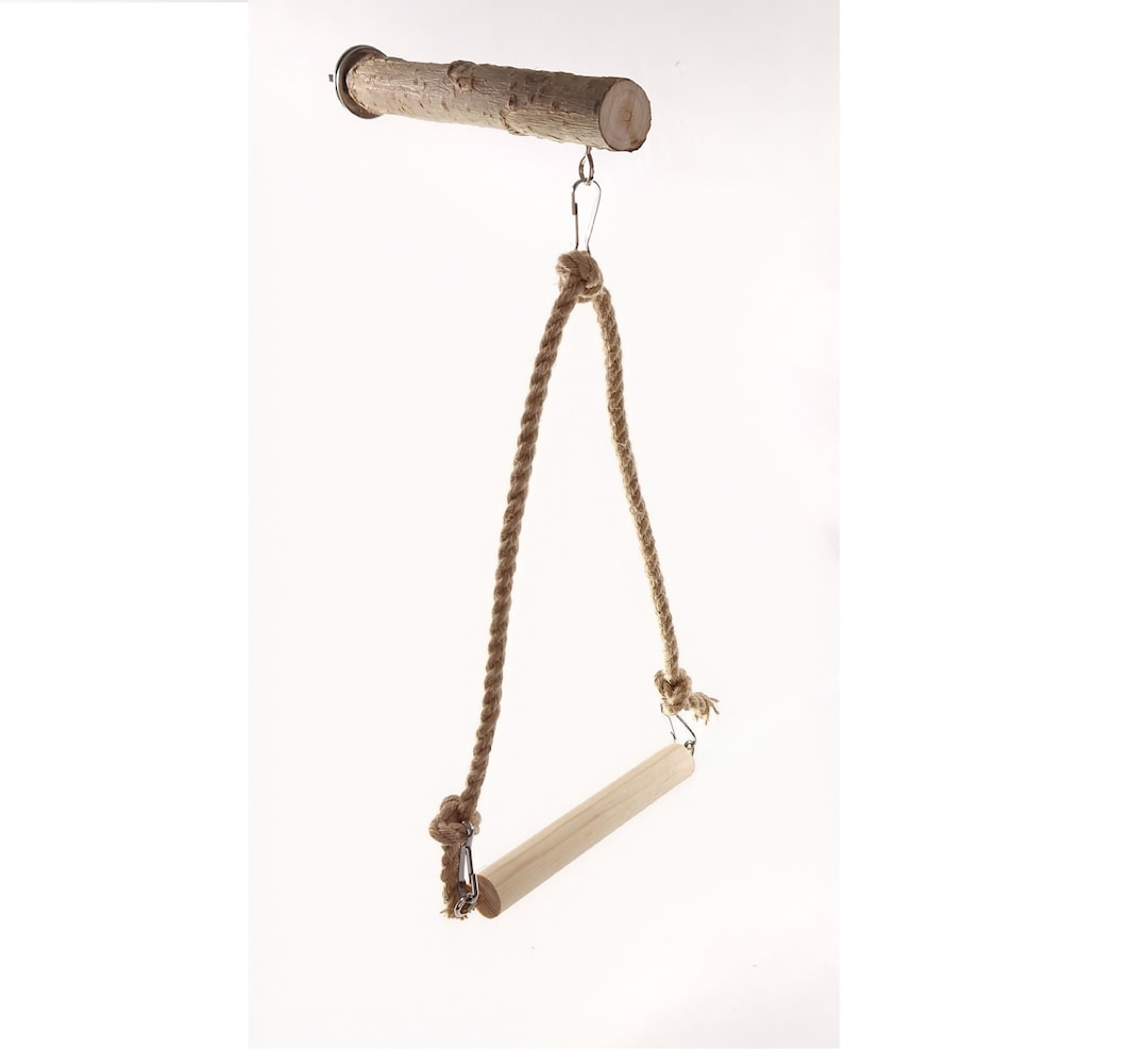 2 in 1 Perch - Natural Wood Perch and Swinging Pine Dowel Perch With ...