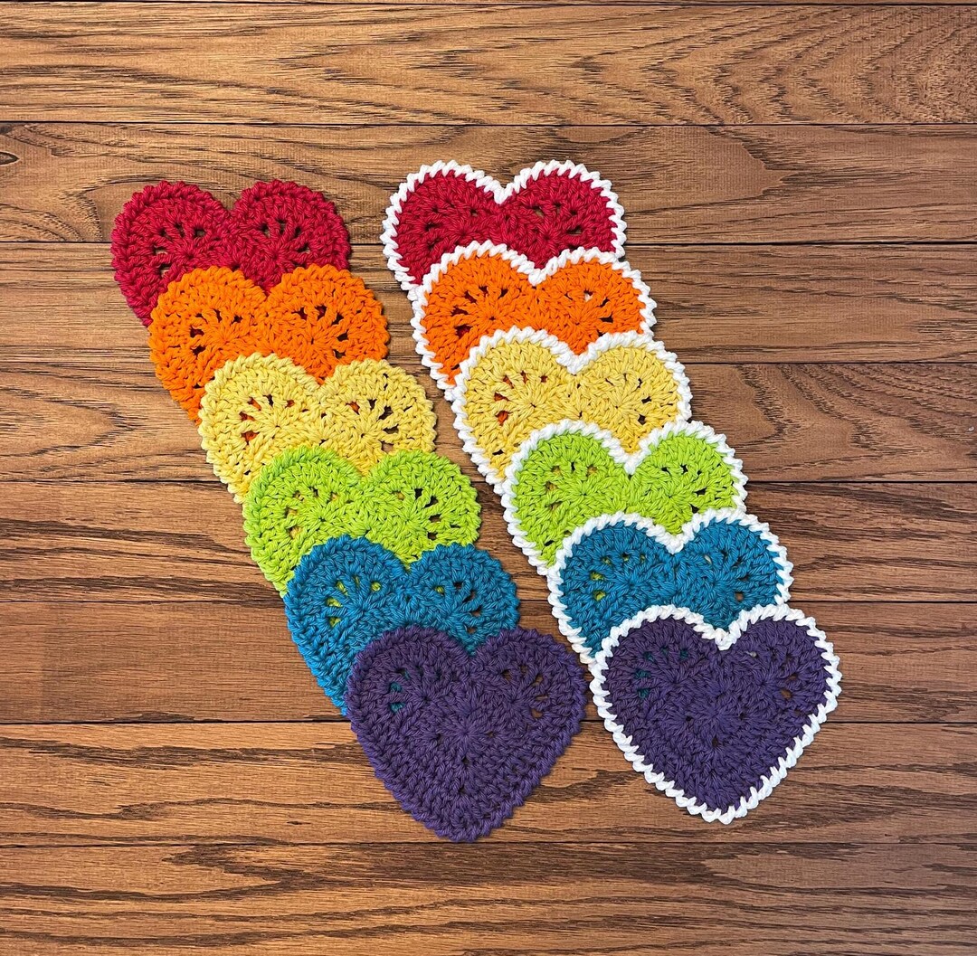 Rainbow Heart Coasters: Set of 6 - Etsy