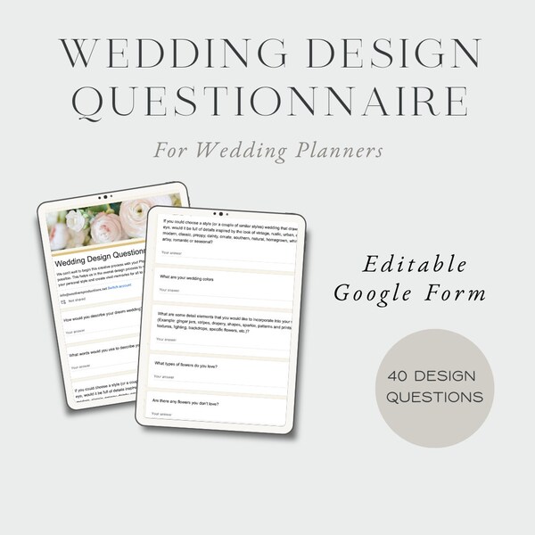 Wedding Design Questionnaire - Etsy