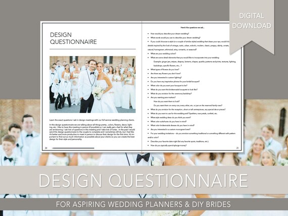 Wedding Design Questionnaire Template Digital Download - Etsy