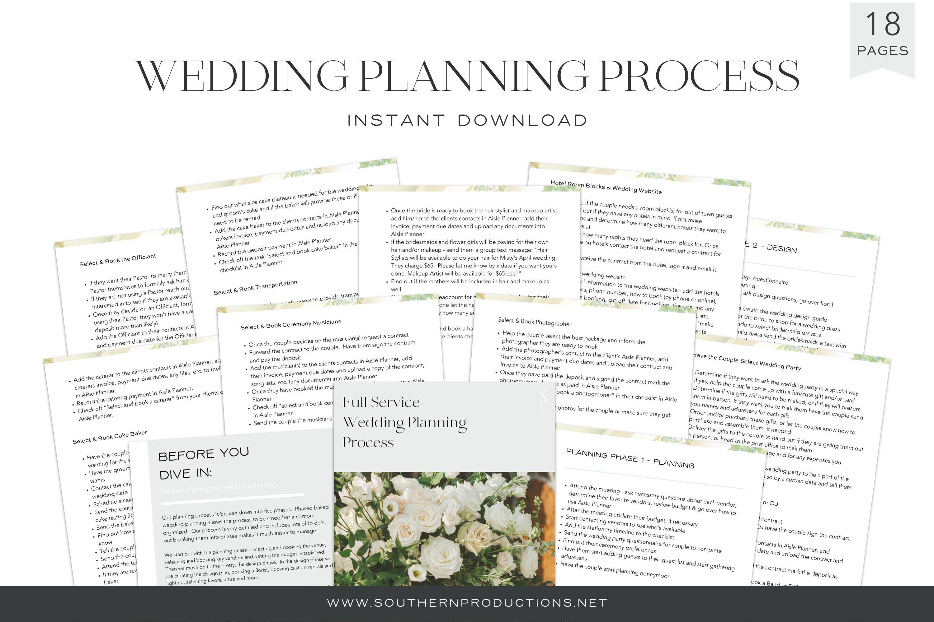 Wedding Planning Process for Full Service Planning, DIY Wedding Planner ...