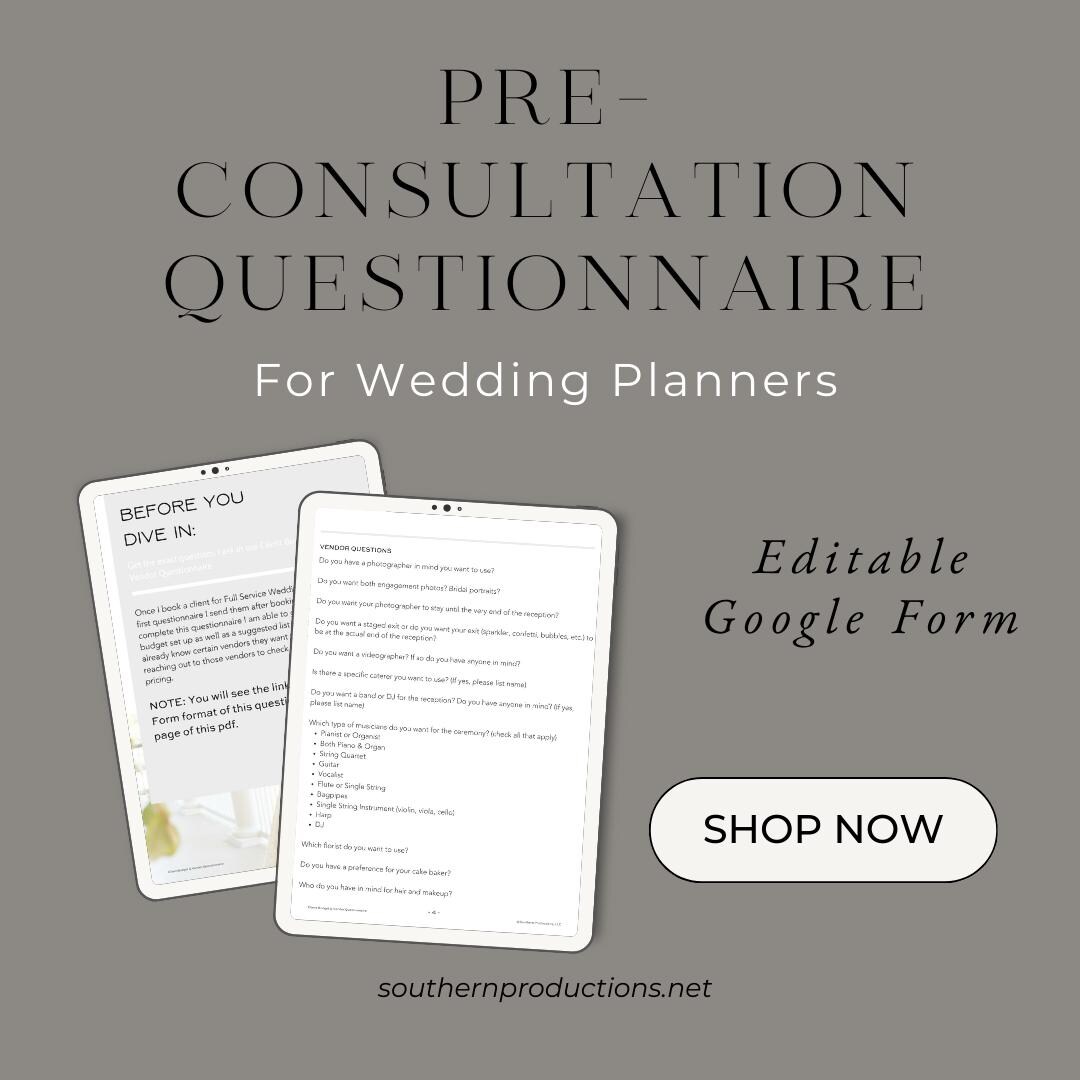 Pre-consultation Questionnaire for Wedding Planners, Wedding Planner ...