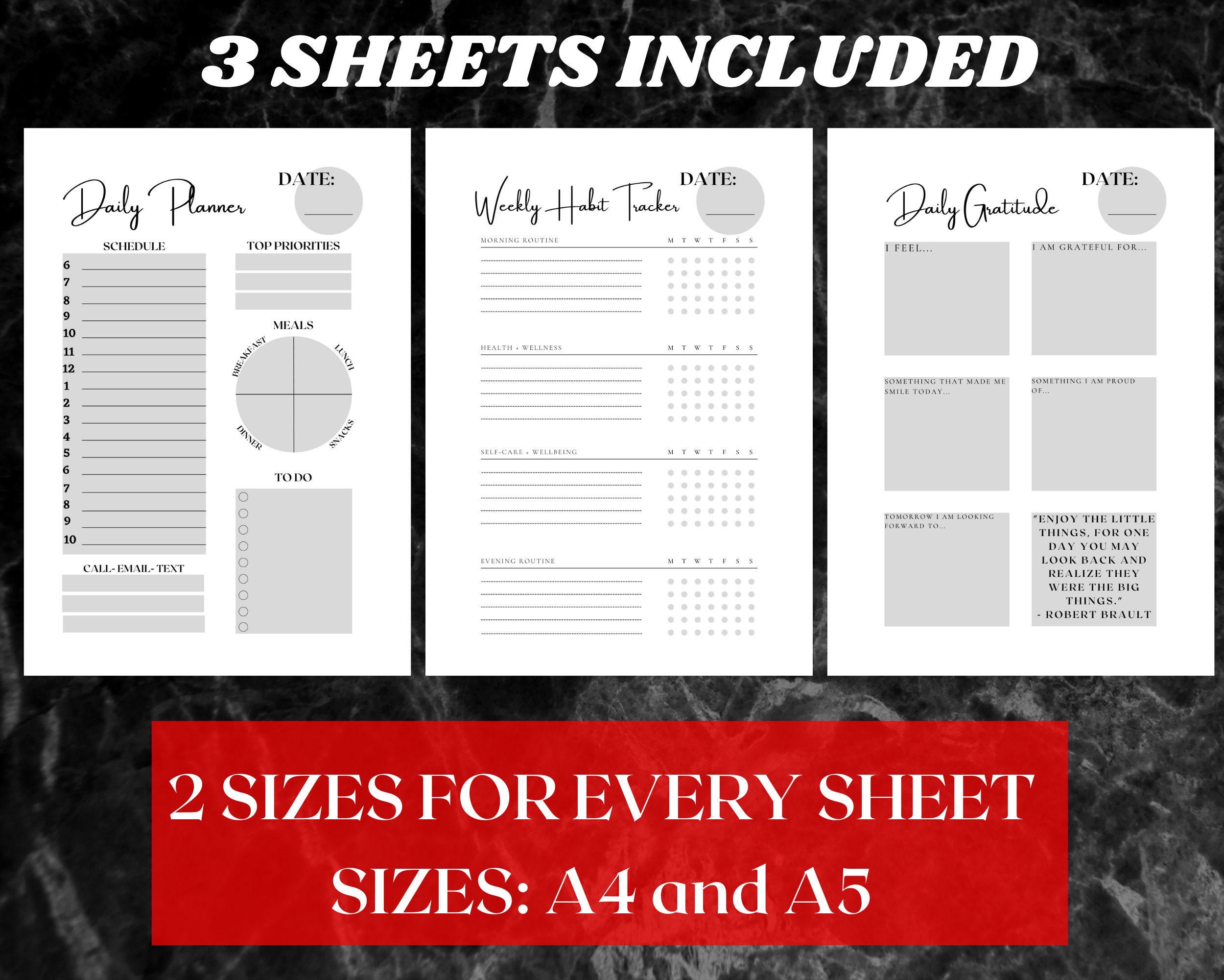 Printable Daily Planner Bundle, Digital Daily Planner, Personal Planner ...